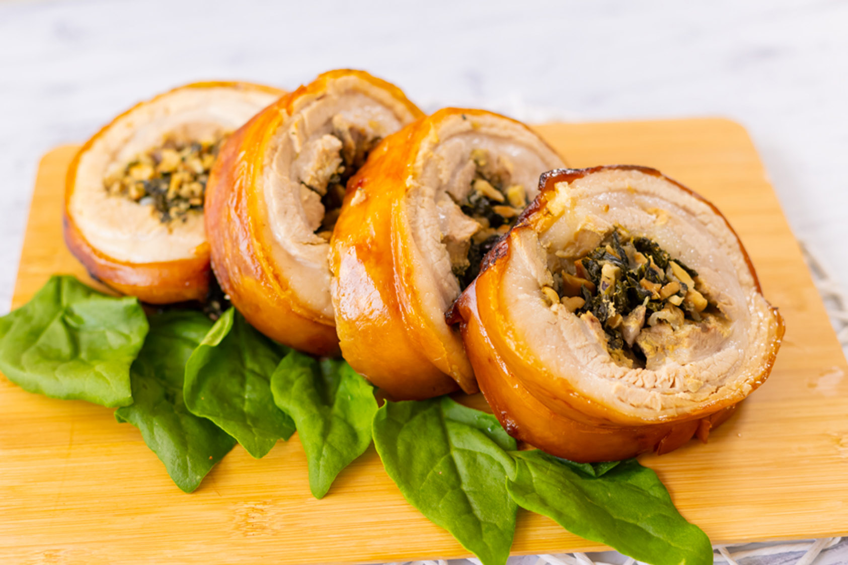 Pork belly rellena con espinaca y marañón | ProgCarne
